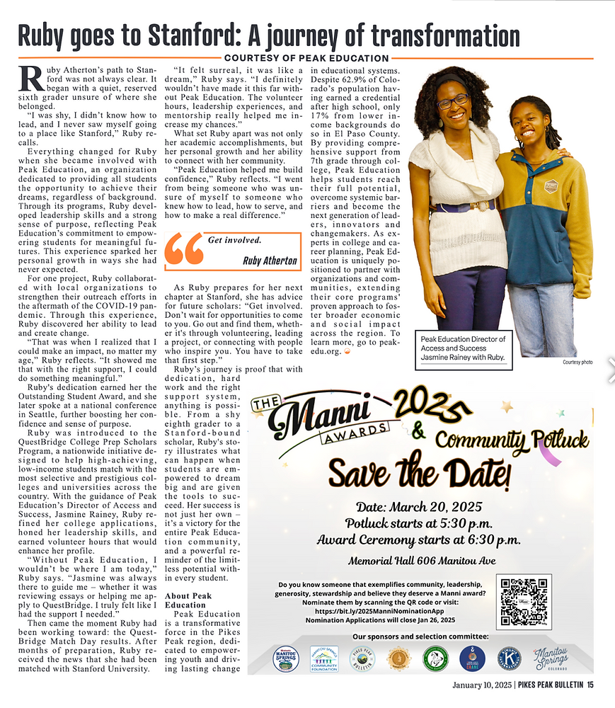 Pikes Peak Bulletin Feature "Ruby Goes to Stanford: A Journey of ...