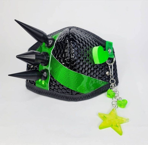GREEN & BLACK KAWAII CYBER GOTH MASK | Yokaidecadence