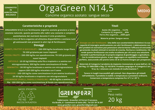 ORGAGREEN N 14,5 BIO GRANULARE | Green Ferr