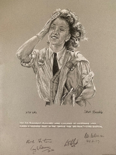 Original Charcoal Drawing ATA Girl Maureen Dunlop Signed B.O.B veterans ...
