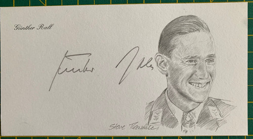 Genuine Gunther Rall Calling Card Signed & Remarque Original Drawing ...