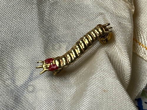 Gold Caterpillar Club Pin Badge Enamel Eyes with WW2 Silk Parachute ...