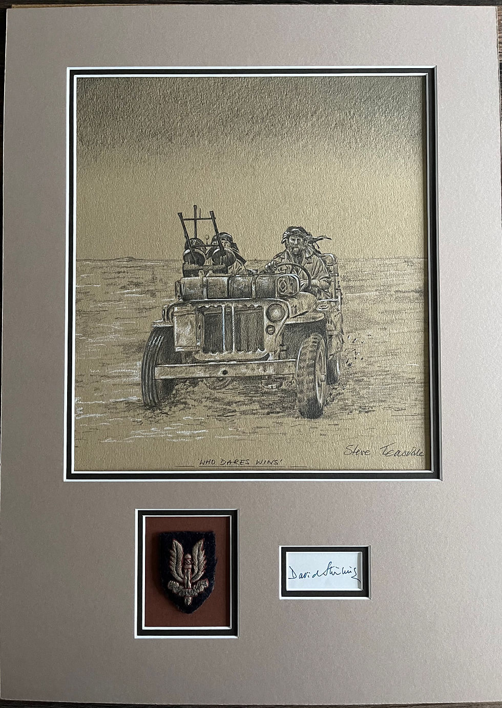 Amazing SAS Rogue Heroes Original Drawing with Genuine WW2 SAS Badge ...