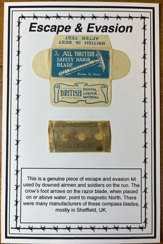 WW2 Escape Compass Razor Mounted On A Specially Produced Glossy ...