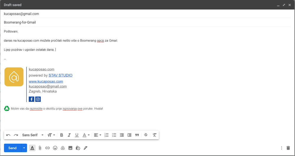Kako zakazati slanje maila?