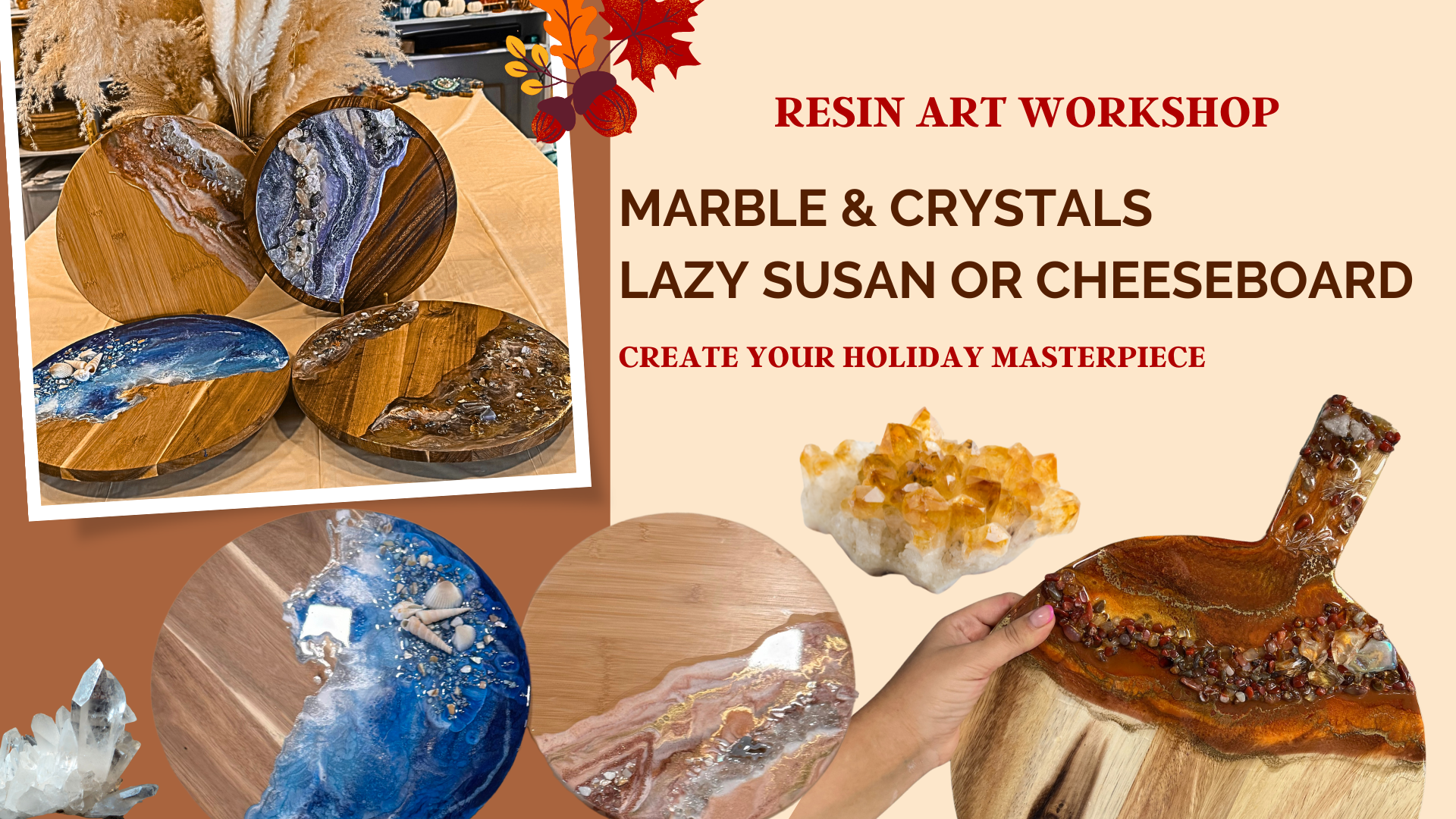 Epoxy Resin Art Class: Marble & Crystals Board or Lazy Susan | San ...