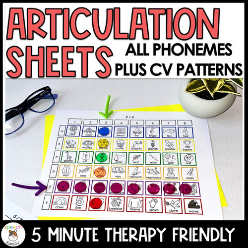 5 Minute Therapy Articulation Sheets | Speech Hamster