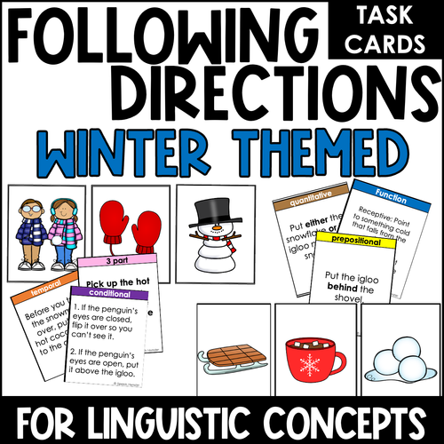 Winter Theme Following Directions Printable Cards for Linguistic ...