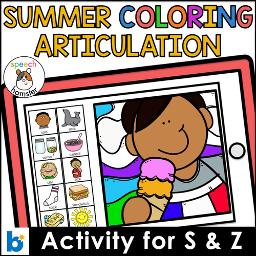 Boom™ Cards Summer Coloring Articulation Activity for S & Z | Speech ...