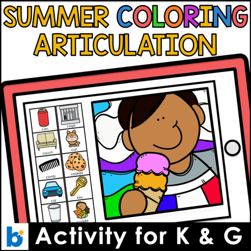Boom™ Cards Summer Coloring Articulation Activity for K & G | Speech ...