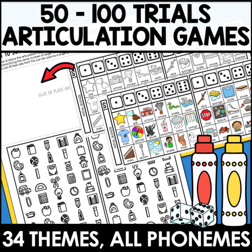 Year Long Themed 1-2 Player Articulation Games for Speech Therapy ...