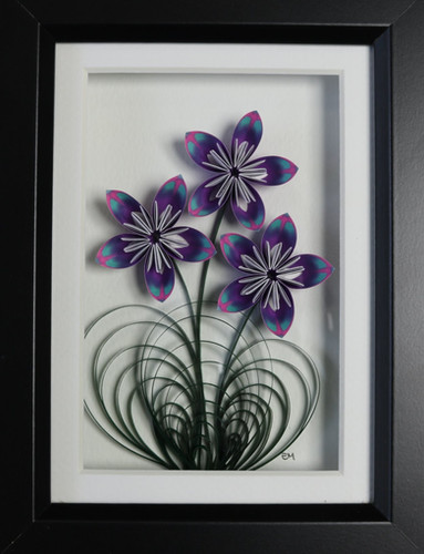 Purple Origami Flower Wall Hanging | Emily's Papercrafts