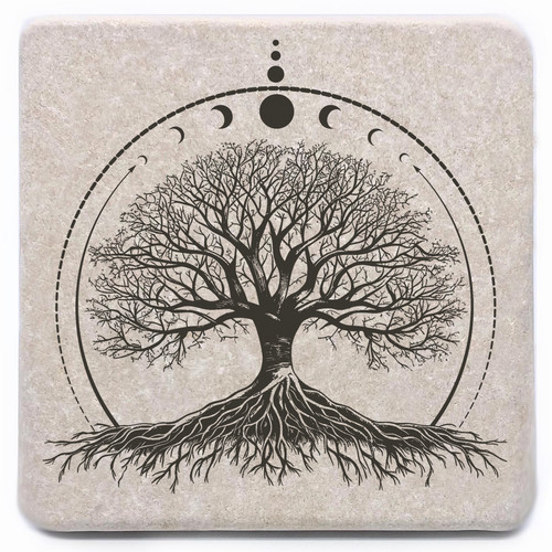 Tree of Life with Moon Phases Magnet OR Coaster | Noomoon