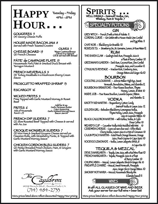 VIEW FULL MENU | thecauldronbar