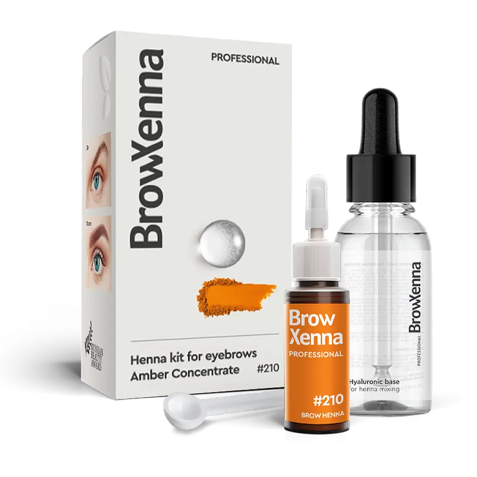 Browxenna Henna HENNA KIT WITH HYALURONIC MIXING BASE #210 AMBER ...