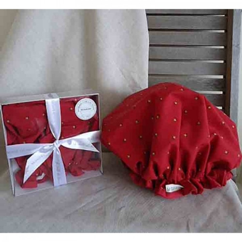 Shower Cap, Ruby French Provencal cotton fabric | Morris Design Group