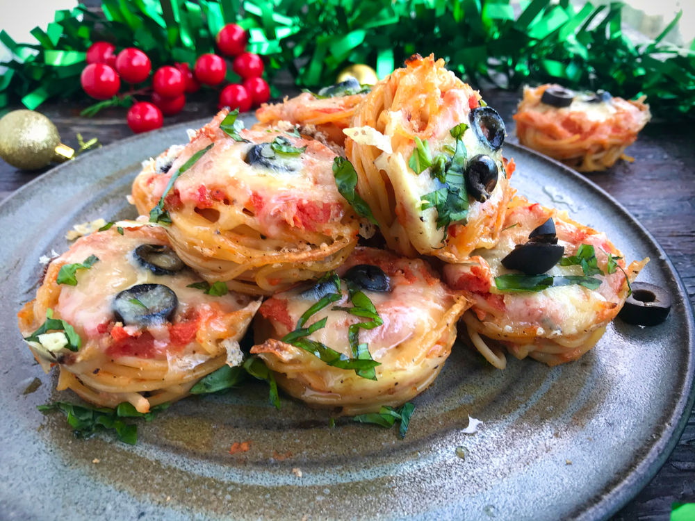 Festive Spaghetti Muffins