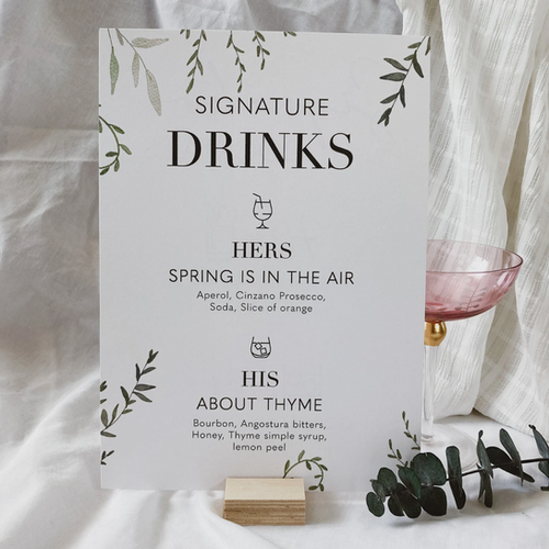 Florence signature cocktail sign | CWStationery