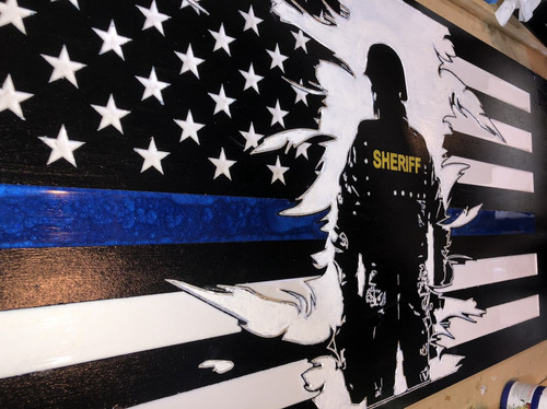 Tattered Blue Line Flag | Creative Woodworks of Alabama, LLC