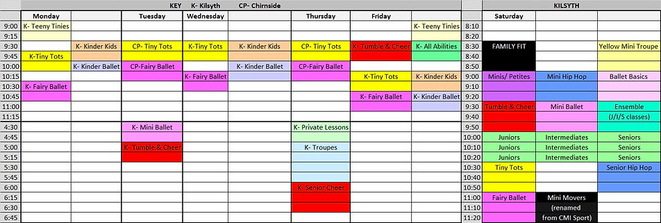 Timetable | Count me in dance School