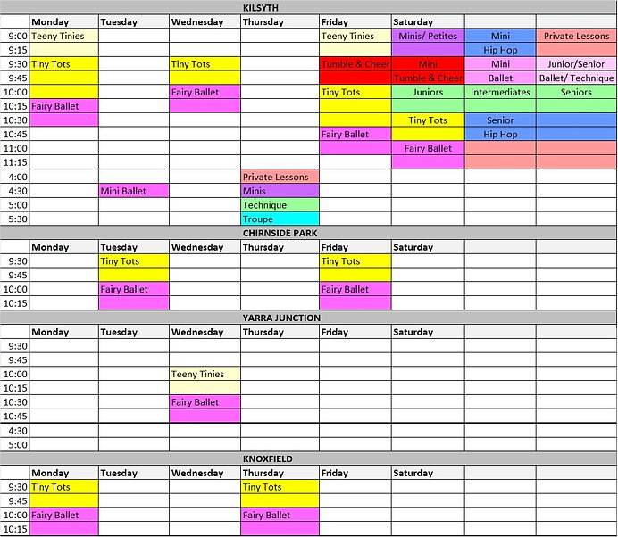Timetable | Count me in dance School