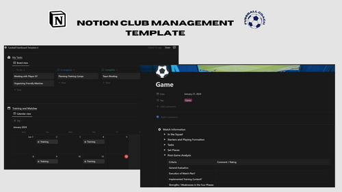 Notion Football Club Management Template | Fussball Coach