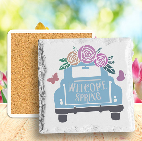 Square Layered Edge Stone Coaster | eagleasap