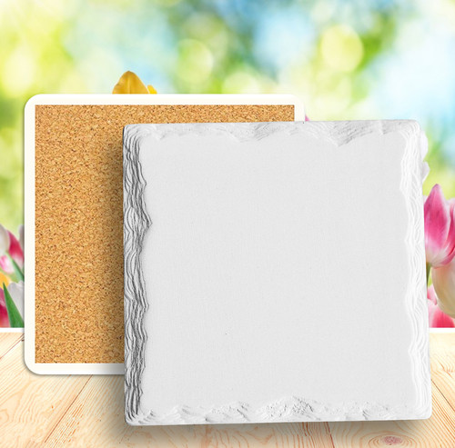 BLANK Square Layered Edge Absorbent Stone Coasters | eagleasap