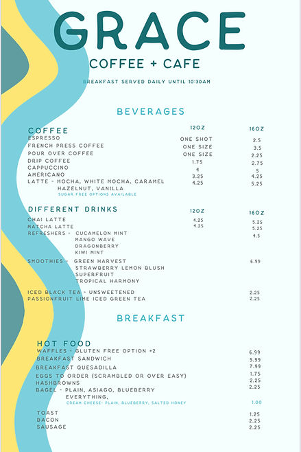 Grace Menu | Grace Coffee + Cafe