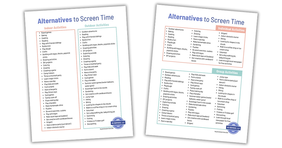 Alternatives to Screen Time
