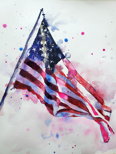 Original American Flag Watercolor Painting | mysite