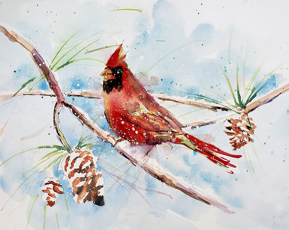 Cardinal on a Snowy Branch Christmas Card Watercolor Tutorial | mysite