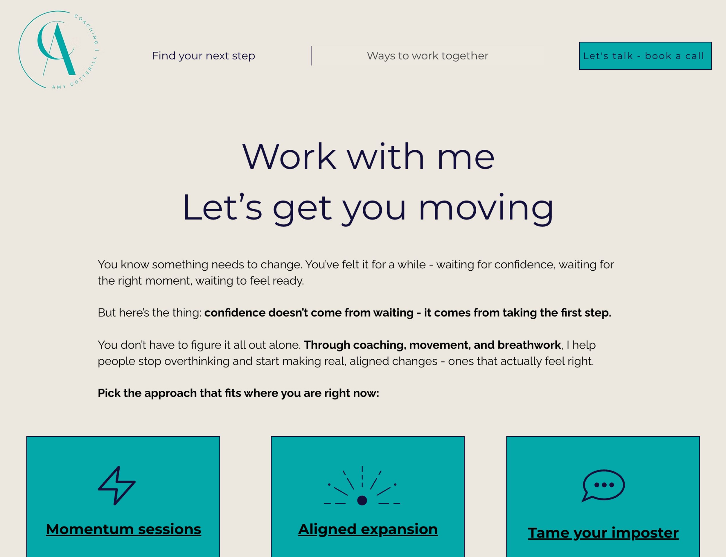 Ways to work together | Coaching & mind-body integration with Amy Cotterill