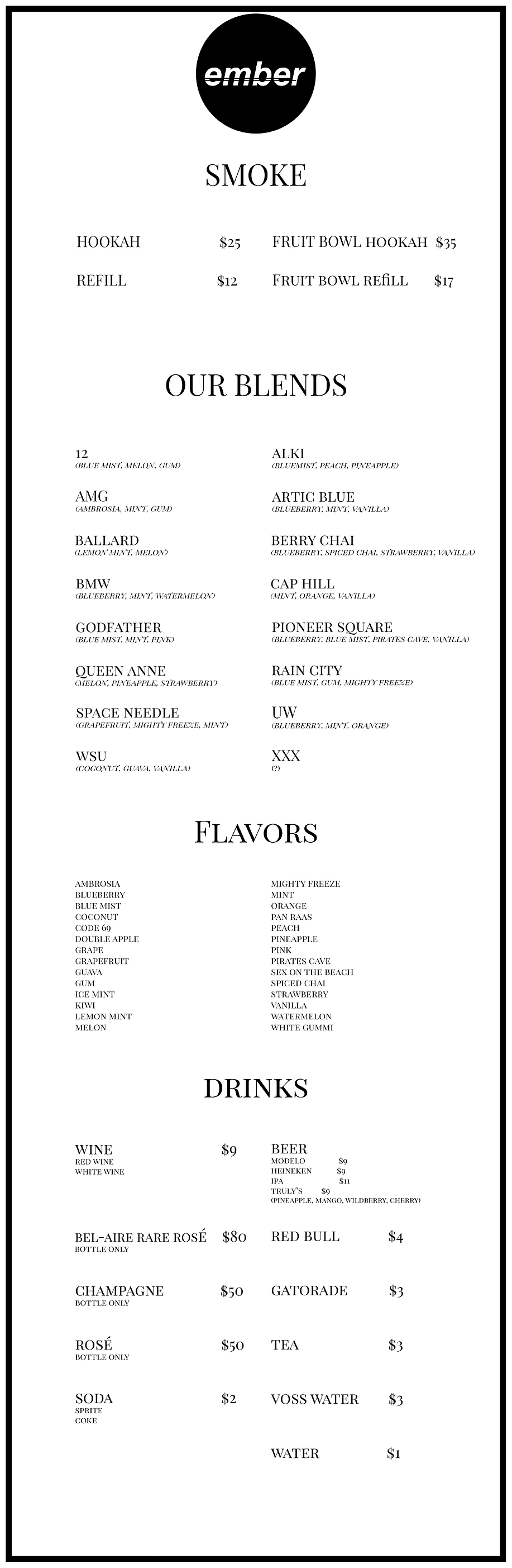 Seattle Menu | ember