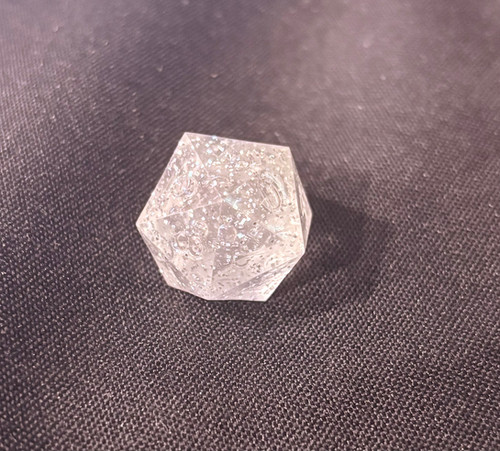 *Bubble* Silver Sparkle Glitter Gem D20 0-9 Twice | Gamescience