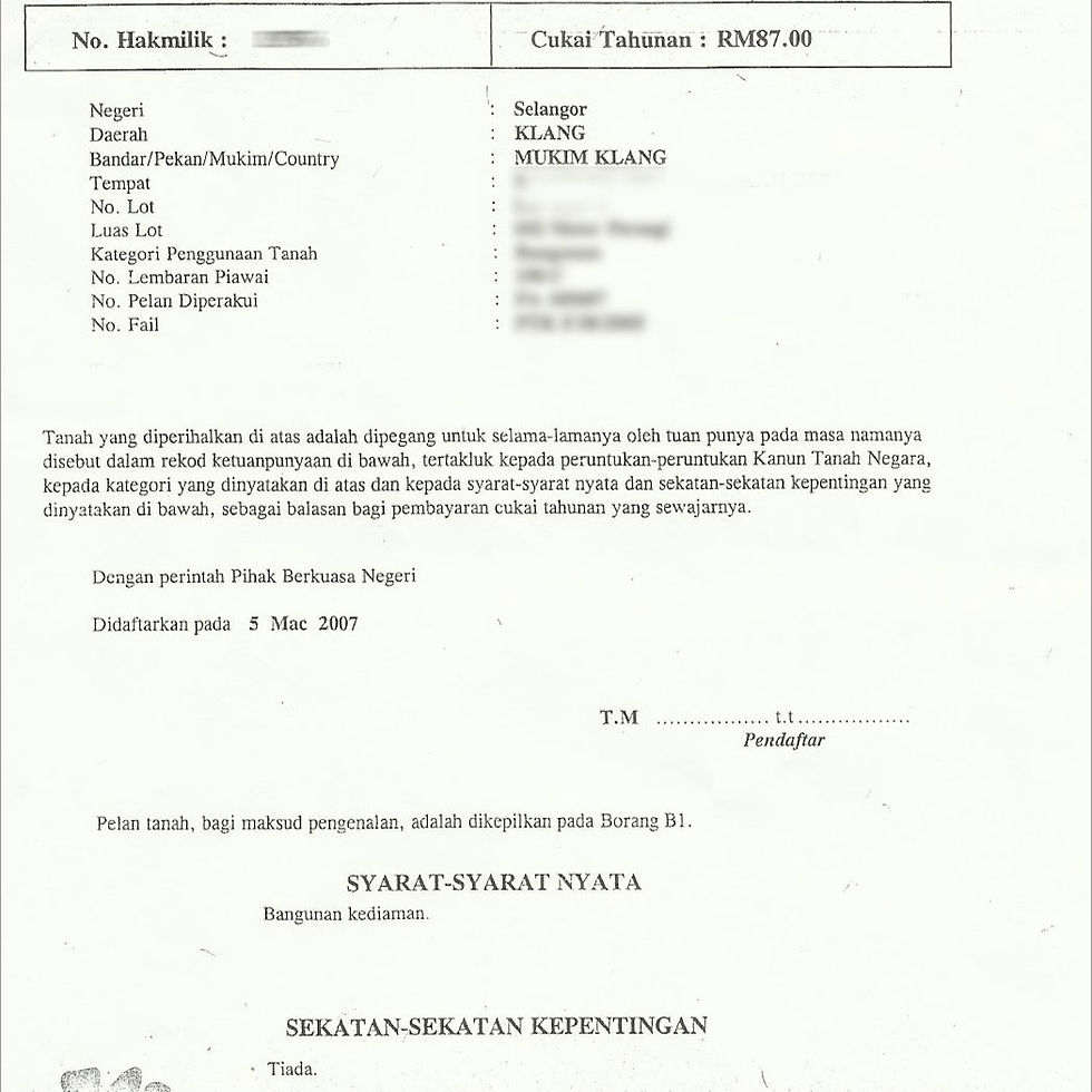 Bagaimana Cara Baca Geran Tanah?