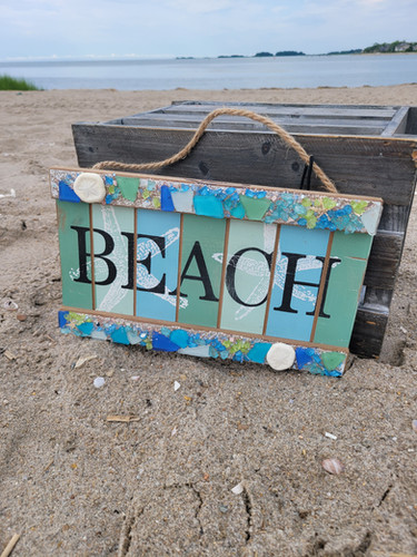 Distressed Beach Sign | My Site