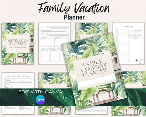 Family Vacation Planner - 54 Pages - 8.5x11 - Canva Template ...
