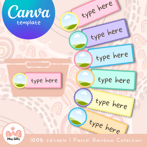 Customisable Pastel Rainbow Frills labels | Miss Gibbs