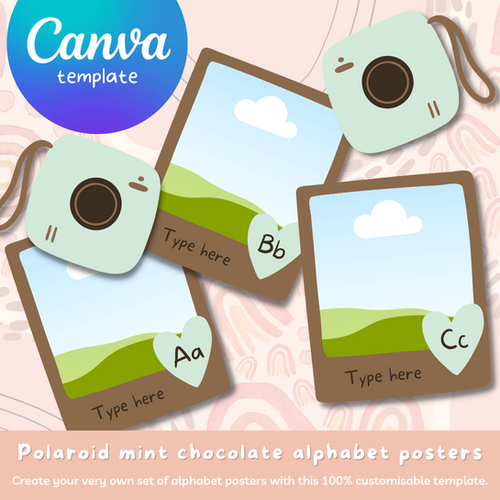 Polaroid mint chocolate alphabet posters | Miss Gibbs