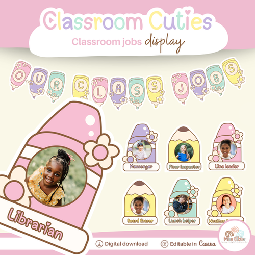Classroom jobs display | ClassroomCuties Collection | Canva Template ...