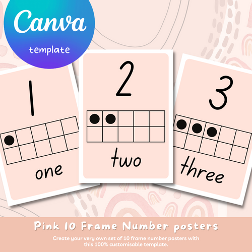 Pink 10 Frame number poster | Canva template | Miss Gibbs