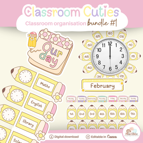 Editable time and organisational bundle | Classroom Cuties Collection ...