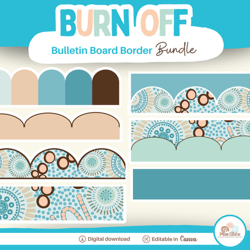 Aboriginal classroom bulletin board borders bundle | Canva Template ...