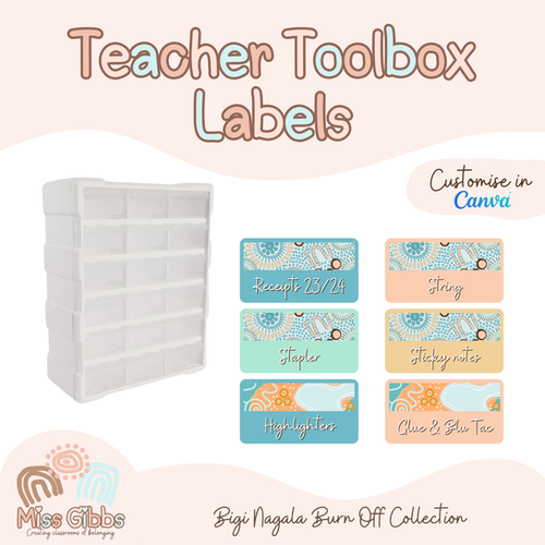 Miss Gibbs x Bigi Nagala Burn Off Teacher Toolbox Labels | Miss Gibbs