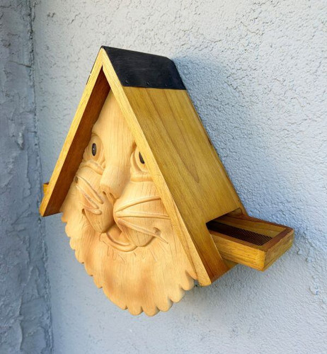 Wooden Cat Bird Feeder | FOPAS