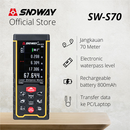 SNDWAY SW-S70 Digital Laser Distance Meter 70m Meteran Digital | SNDWAY ...