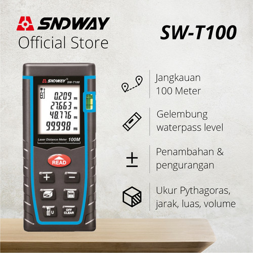SNDWAY Meteran Laser Digital Distance 100 Meter SW-T100 | SNDWAY Indonesia