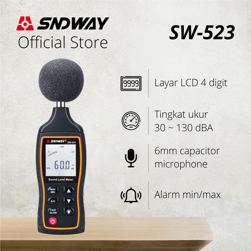 SNDWAY Digital Sound Level Noise Meter 30-130 DB SW-523 | SNDWAY Indonesia