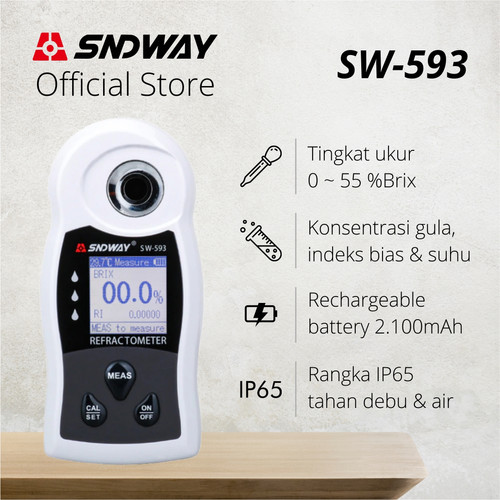 SNDWAY Refractometer Sugar Brix Meter Saccharimeter Digital SW-593 ...